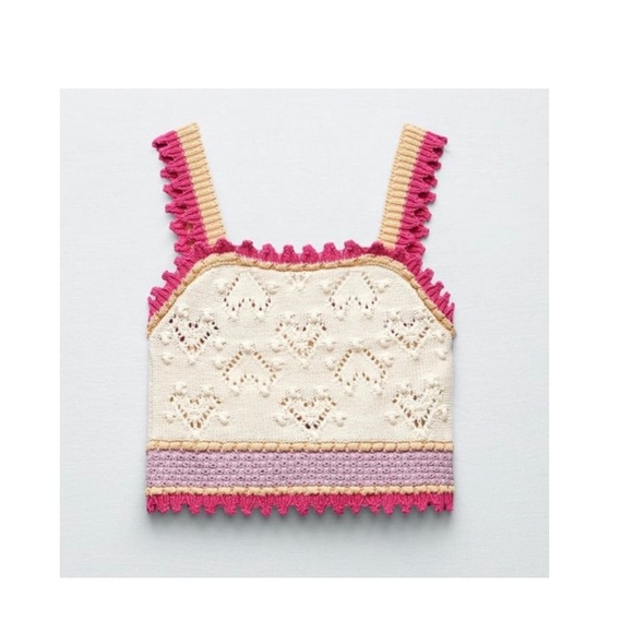 Zara | Tops | Nwt Zara Crochet Knit Heart Top | Poshmark